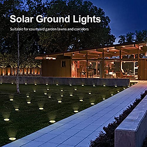 pozzolanas Solar Ground Lights 16 Packs - 8 LED Solar Garden Lights Outdoor Waterproof in-Ground Lights, Solar Disk Lights Outdoor Landscape Lights for Lawn Pathway Yard Driveway (Warm White)