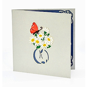 CUTPOPUP Mothers Day Card Pop Up, Birthday 3D Greeting Card (Vintage Daisy)