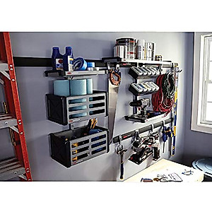 Rubbermaid 1784415 Fast Track Home/Garage 48 Inch Heavy Duty Steel Horizontal Wall Mounted Storage Rail (4 Pack)