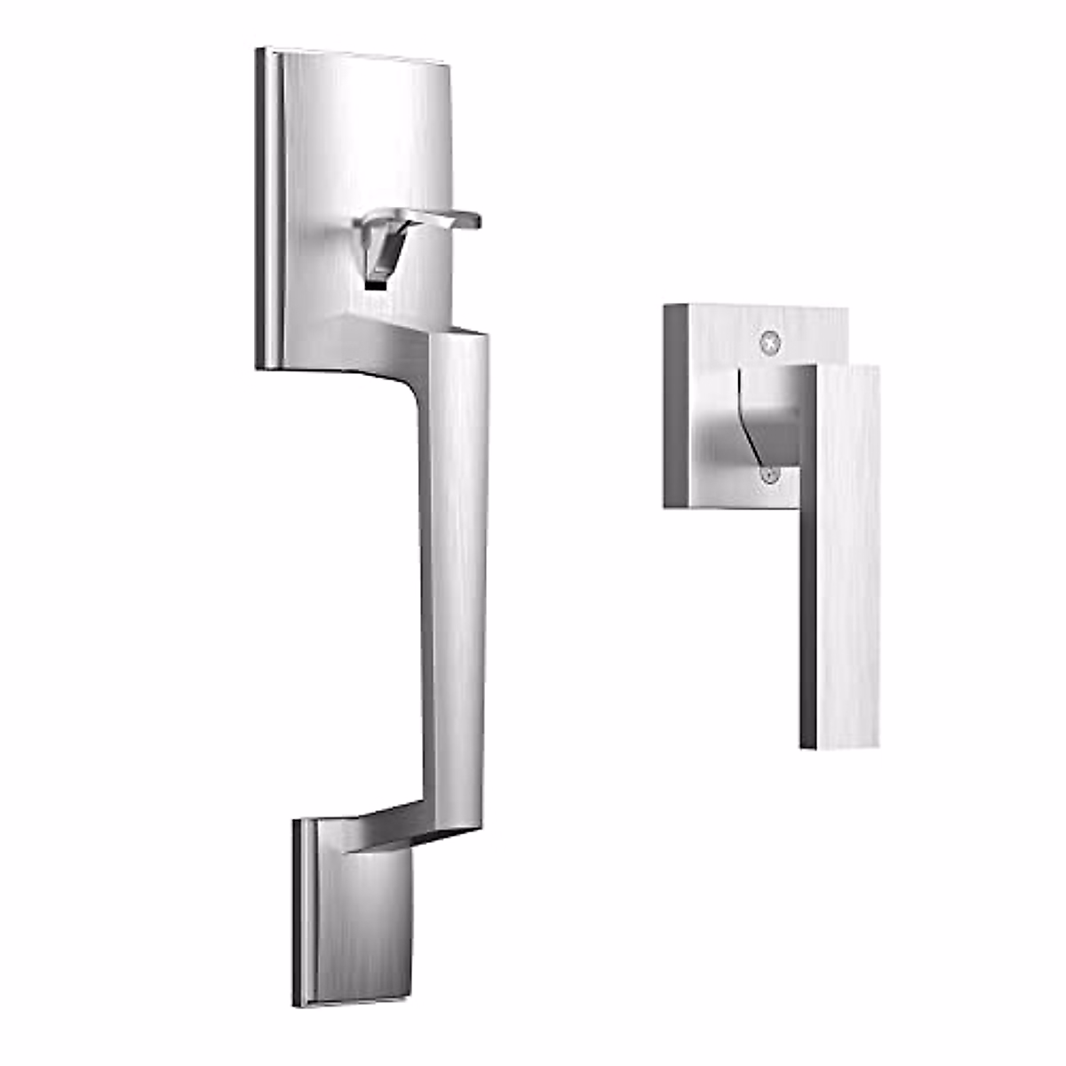 Abelockand Front Door Handle, Entry Door Handle Set, Exterior Entry Door Handle with Door Lever for Right and Left Handed Doors, Single Cylinder Door Handle Set with Lower Half Lever, Satin Nickel