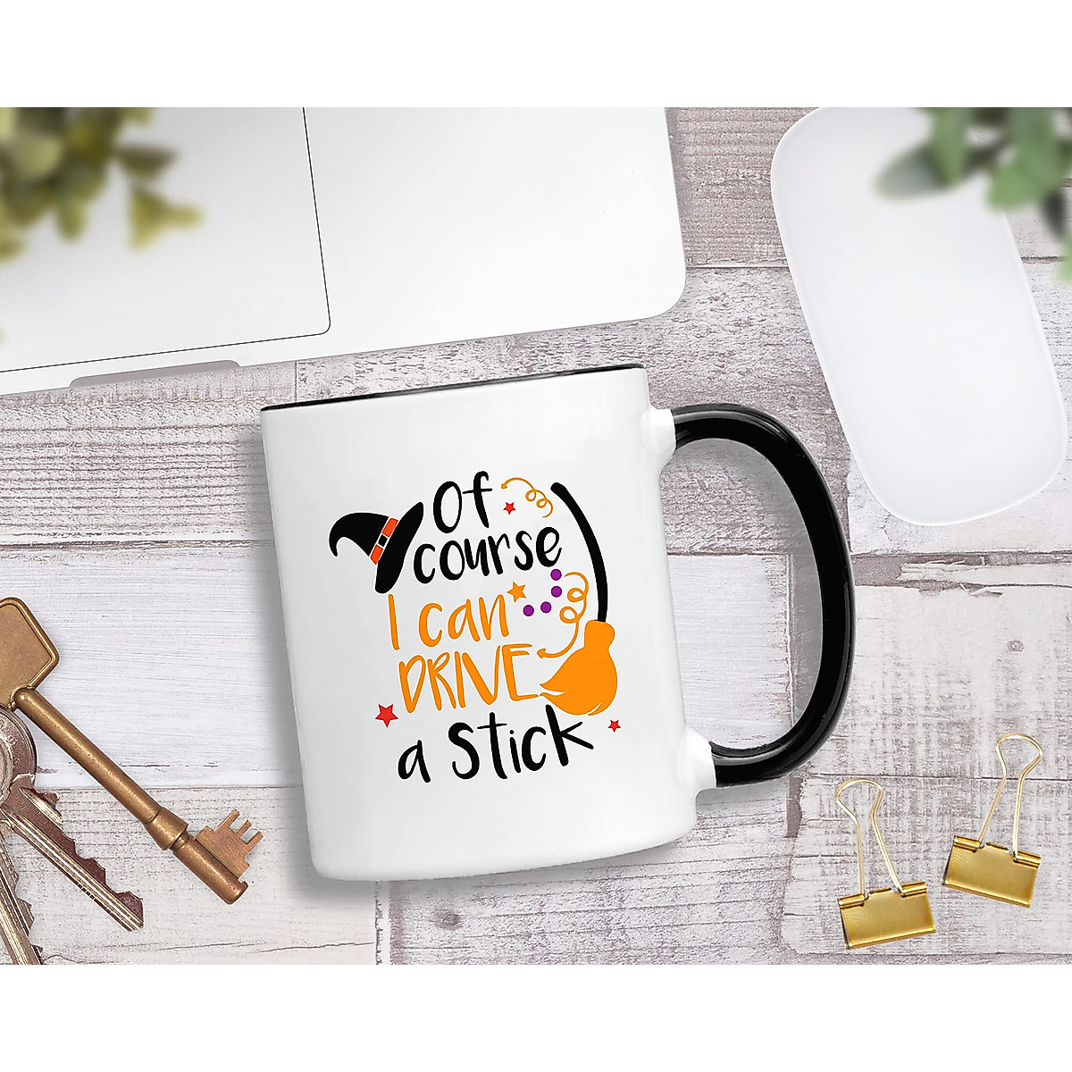 Casitika Witch Gifts. Halloween Themed Witch Mug. Of Course I Can Drive A Stick 11 Oz Pun Cup For Friend Or Coworker.