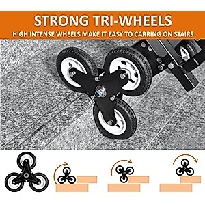 Mecete Hand Truck Dolly – Stair Climbing Cart, Stair Climber Cart 460 Lb Capacity All Terrain Stair Dolly Heavy Duty with Telescoping Handle and 6 Wheels (Black) Hand Truck 2 Climbing Ropes