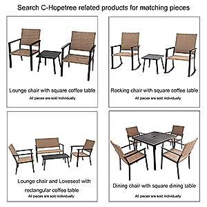 C-Hopetree Outdoor Rocking Chair for Outside Patio Porch, Metal Frame, Natural All Weather Wicker