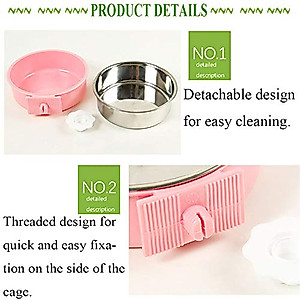 kathson Crate Dog Bowl, Removable Stainless Steel Hanging Pet Cage Bowl Food & Water Feeder Coop Cup for Cat, Puppy, Birds, Rats, Guinea Pigs 2pcs(Blue,Green)