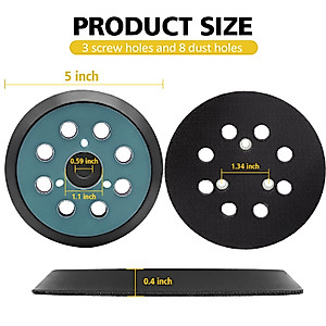 5 Inch Replacement Sander Pad for DeWalt D26451,D26453,DW4388,DW421,Compatible with BO5010,BO5030K,BO5031K,BO5041K and Porter Cable 382 Orbital Sander