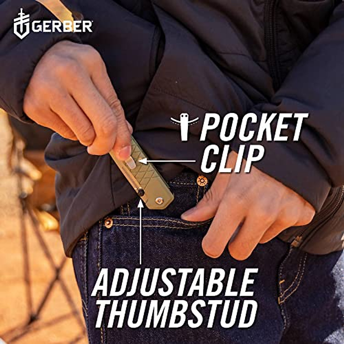 Gerber Gear Zilch Folding Pocket Knife, 3.1 Inch Plain Edge Blade, Drab Red