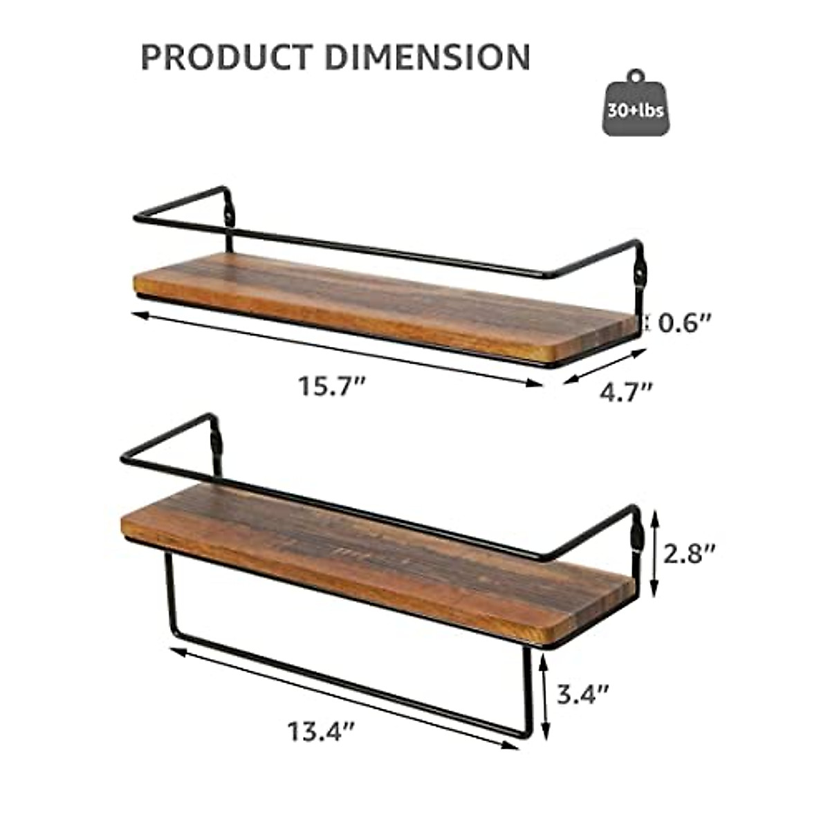 QEEIG Farmhouse Floating Shelves + Bathroom Shelves Bundle (Contains 2 Items)