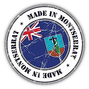 DG Graphics Made in Montserrat Grunge Flag Stamp Art Decor 5'' x 5'' Magnet Vinyl Magnetic Sheet for Lockers, Cars, Signs, Refrigerator