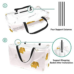 Funny Animal Print Large Capacity Laundry Organizer Tote Bag - Reusable and Foldable Oxford Cloth Shopping Bags