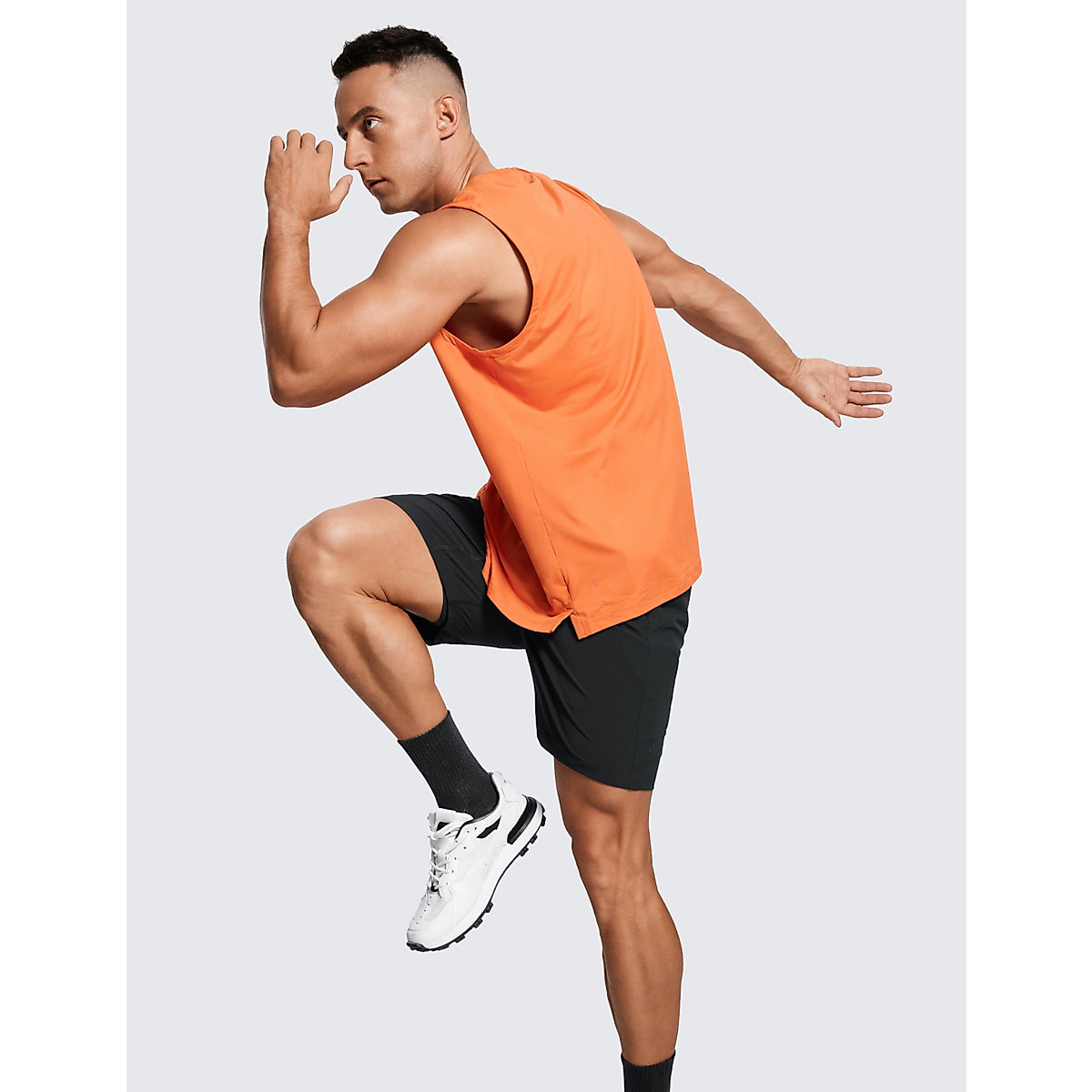 CRZ YOGA Men's 2 in 1 Running Shorts with Liner - 7'' Quick Dry Workout Sports Athletic Shorts with Pockets Black Medium