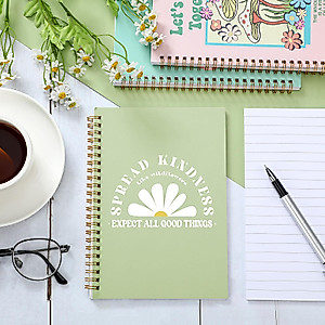 Cholemy 4 Pack Pink Green Notebooks Aesthetic Notebooks A5 Size 5.7 x 8.3 Inch Cute Aesthetic Notebook Spiral Travel Journal for Women Lined Paper