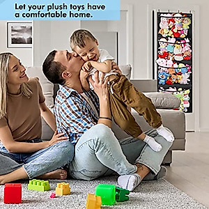 TOFGZ Stuffed Animal Storage,Over the Door Organizer for Filling Stuff , Portable Hanging Stuffed Animal Storage ,Durable Stuffed Animal Net or Hammock,Easy to Install(Black)