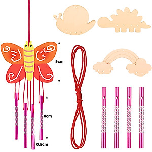 Jetec Wind Chime for Kids DIY Wooden Classroom Wind Chime Decorative Wooden Hanging Wind Chime Animal Wind Chimes Wood Wind Chimes for Kids DIY Craft Birthday Party Favors(12pcs)