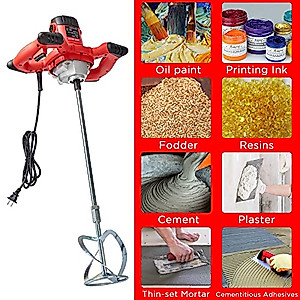Goyappin 2300W Cement Mixer, Handheld Concrete Mixer for Drill,with 6 Adjustable Speed, Portable Electric Cement Mixer for Mixing Mud,Mortar, Plaster,Cement, Paint, Fodder