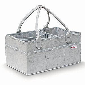 Baby Diaper Caddy Organizer with handle-Diaper Organizer Caddy For Girl Boy,Large Baby Organizer for Changing Table & Car,Felt Diaper Caddy,Baby Diaper Caddy Organizer Basket Grey,Baby Caddy Organizer