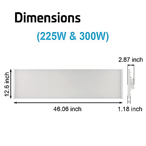 Konlite 4FT LED High Bay Light - Pack of 2-300W - 42000LM - 1-10V dimmable - 5000K - UL and DLC Listed - Replaces 8 Lamp Fluorescent T5 Fixture