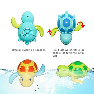 Baby Bath Toy, Swimming Turtle, Floating Wind-up Bathtub Pool Toys Cute Water Play Sets for Kids Boys Girls 3 Pcs