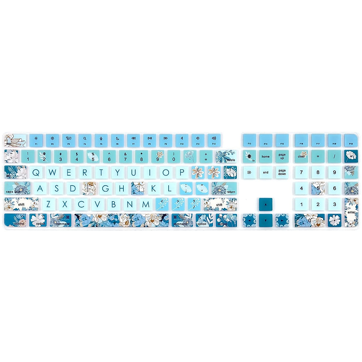 WSLUCKO Keyboard Cover Skin for 2021 New Apple iMac Magic Keyboard (Model: A2520) with Numeric Keypad & Touch ID, Cute Printing Silicone Keyboard Protector,Peony