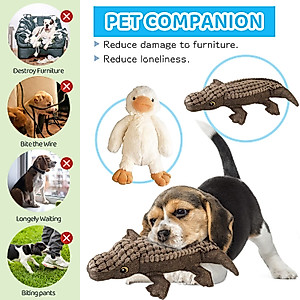 SUNKY Dog Squeaky Toys,Stuffed Plush Dog Chew Toys 3 Pack Durable Cute Dog Toys Set for Small, Medium, Large Dogs Puppy Pet Toys for Teething (Duck, Horse and Crocodile)