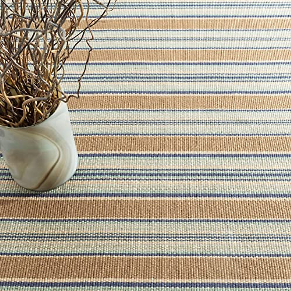Dash and Albert Blue Heron Cotton Area Rug - 2' x 3' Blue Stripe Handwoven Accent Rug - Durable, Lightweight, High Traffic Areas Hallway, Bedroom, Stairs