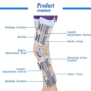 PHASFBJ Knee Orthosis Support, Adjustable Joint Injury Splint Hinged Orthopedic Knee Brace for Post-Op Meniscus Rehabilitation Ligament Care Fracture Fixed Double Side Airbag