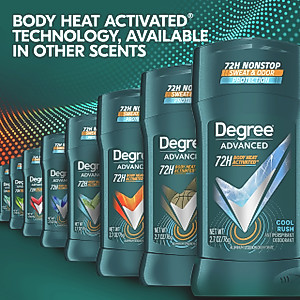 Degree Men Antiperspirant Deodorant Cool Rush 12 Count 72-Hour Sweat and Odor Protection Antiperspirant For Men With Body Heat Activated Technology 2.7 oz