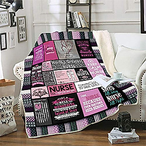 Ultra Soft Nurse Theme Blanket Microfiber Plush Sherpa Blanket Gifts for Women Nurses Warm Cozy Fuzzy Throw Blanket for Bed and Couch (Nurse Blanket04, 150cm x 200cm(59'' x 79''))