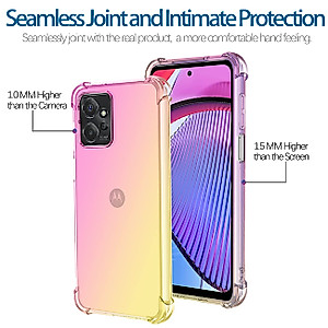 KOARWVC Case for Motorola ThinkPhone Case, Moto ThinkPhone 5G Case, Crystal Clear Case Gradient Slim Anti Scratch TPU Shockproof Protective Phone Cases Cover for Motorola ThinkPhone (Pink/Gold)