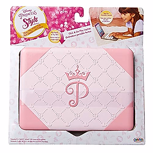 Disney Princess Girls Play Laptop Computer Style Collection Click & Go Play Laptop for Girls with Sounds & Light Up On Button Features Removable Double-Sided Play Background, for Ages 3+ , Pink