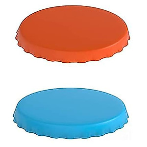 Soda or Beverage Can Lid, Cover or Protector, Fits Standard Soda/Beverage cans (2 Pack, Orange & Blue)