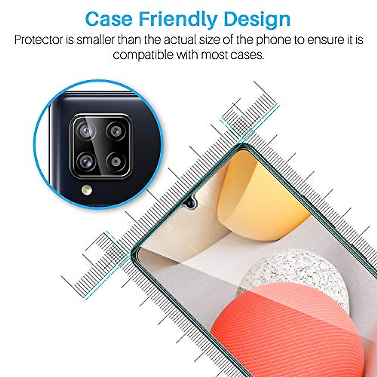 LK 3 Pack Designed for Samsung Galaxy A42 5G Screen Protector with 3 Pack Camera Lens Protector, Anti Scratch, Touch Sensitive 9H Hardness, HD Tempered Glass for Galaxy A42