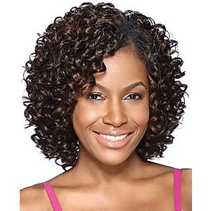 XIUFAXIRUSI XIUFAXIRUSI Short Curly Afro Wigs for Black Women Mixed Brown Kinky Curly Bob Wig with Side Bangs African American Synthetic Full Hair Wig
