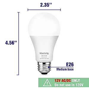 LED 12V Light Bulb, 100W Equivalent, Soft White 2700K, 13W 1200 Lumens, 12 Volt AC/DC, Non-Dimmable, E26 Base, Low Voltage Light Bulbs for Boat, RV, Shed, Off Grid Cabin, and Solar Power, 4-Pack