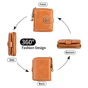PAPUKA RFID Wallet for Women Genuine Leather Card Holder Large Phone Holder Clutch Travel Checkbook Organizer Zipper Coin Purse