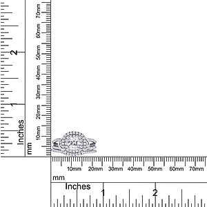 SAVEARTH DIAMONDS 1 CT Center 5MM Cushion & Round Cut Lab Created Moissanite Diamond Double Halo Split Shank Bridal Set Ring In 14K White Gold Over Sterling Silver(VVS1 Clarity)-10