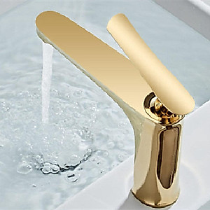 JBQ Bathroom Faucets Bathroom Sink Faucet Bathroom Vanity Faucet Solid Brass Sink Faucet Hot and Cold Single Handle countertop Mounted Toilet Crane Faucet (Color : Black Gold)