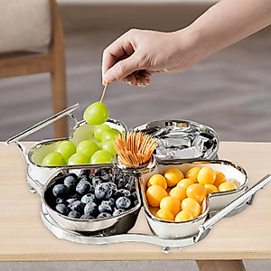 Gazechimp Snacks Basket Fruit Tray, Condiment Dish, Heart Shape Caddy Appetizer Bowl, Dessert Cake Plate Serving Platter for Wedding, Kitchen Counter, Home, 30x26.5x5cm Divided