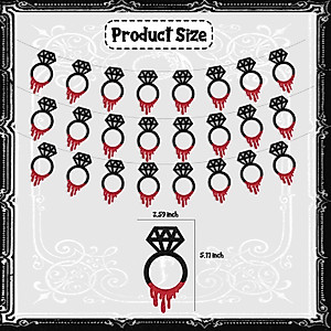 Wonmelody 3pcs Gothic Diamond Ring Banner Blood Ring Garland Gothic Bachelorette Banner Death Do Us Bride or Die Bachelorette Decor Rip Single Life Engagement for Gothic Bride to Be Bridal Shower