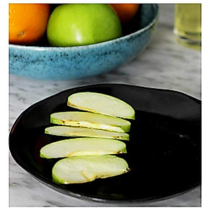 roro Ceramic Stoneware Hand-Molded Modern Uneven Minamalist Matte Black Appetizer Plate Set of 2