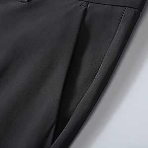 Maiyifu-GJ Men's Slim Fit Stretch Pant Summer Casual Tapered Suit Pant Lightweight Wrinkle Resistant Business Trousers (Black,29)