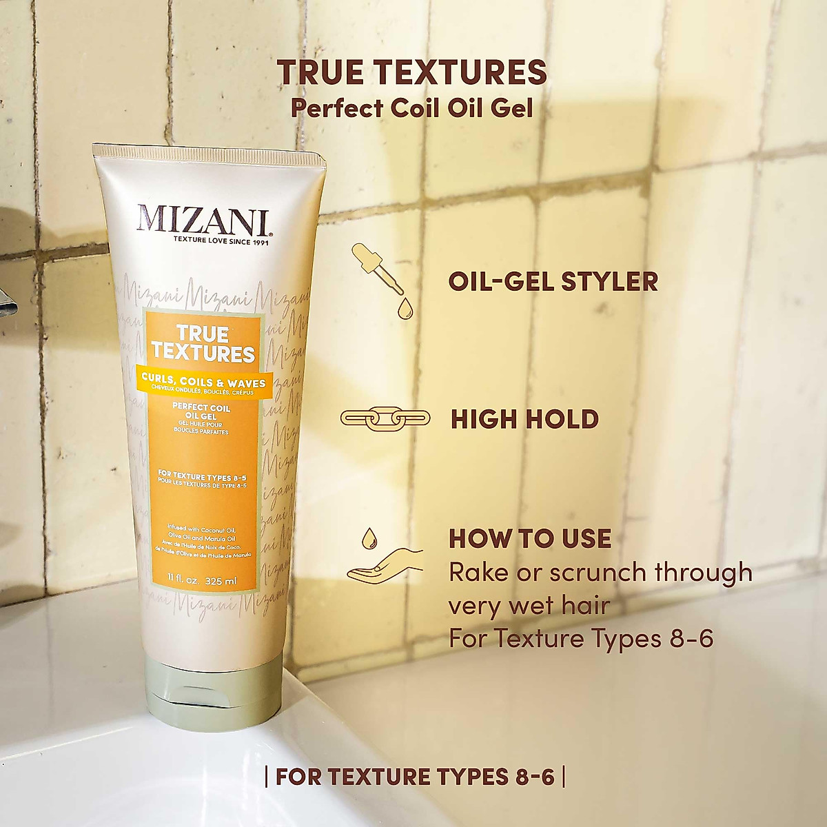 MIZANI True Textures Perfect Coil Paraben & Silicone-Free Oil Gel - Curly Hair Gel Styler, Moisturizes and Fights Frizz With Coconut Oil, For Curly & Dry Hair