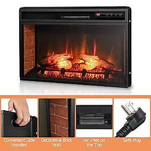 ORALNER Electric Fireplace Insert 26 Inch, Recessed Freetanding Fireplace Heater w/ 4 Adjustable Brightness Levels, Remote & 6H Timer, Overheat Protection, 1400W Fireplace Insert for TV Stand, Black