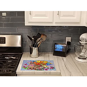 Caroline's Treasures PJC1067LCB New Beginnings II Easter Rabbit Glass Cutting Board Large Decorative Tempered Glass Kitchen Cutting and Serving Board Large Size Chopping Board