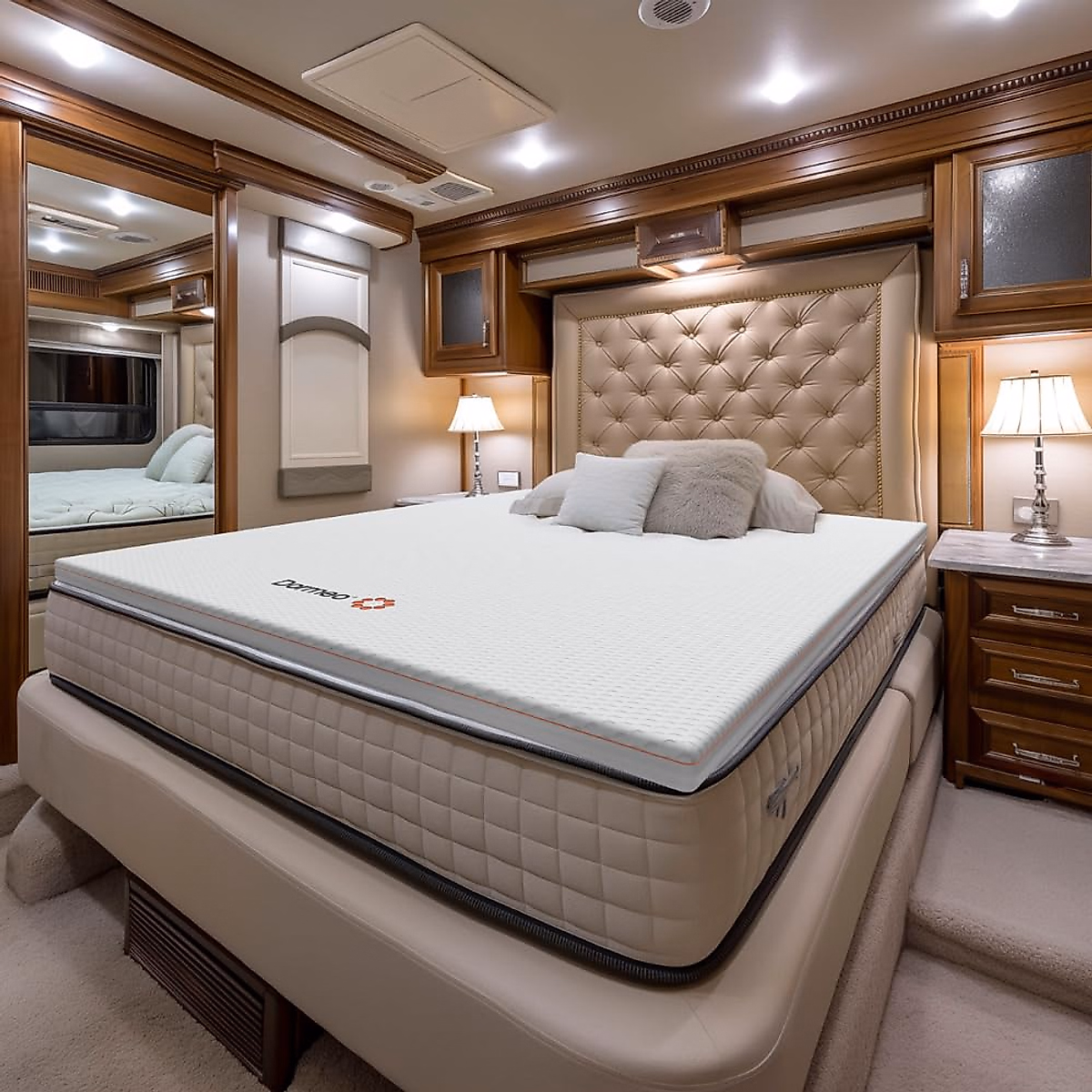 Dormeo RV Short Queen Mattress Topper - Octaspring Technology - Queen Mattress Bed Topper, Cooling Mattress Topper - 3 Inch Mattress Topper - White, Waterproof, Medium Firmness