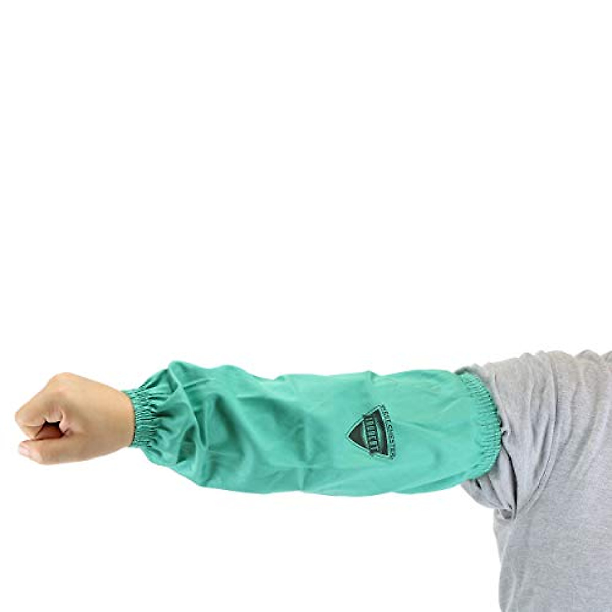 IRONCAT 7071 Flame Resistant Sateen Cotton Arm Sleeve - [1 Pair] 18 in. Welding Sleeves with 3/4 in. Wide Elastic Ends, Green