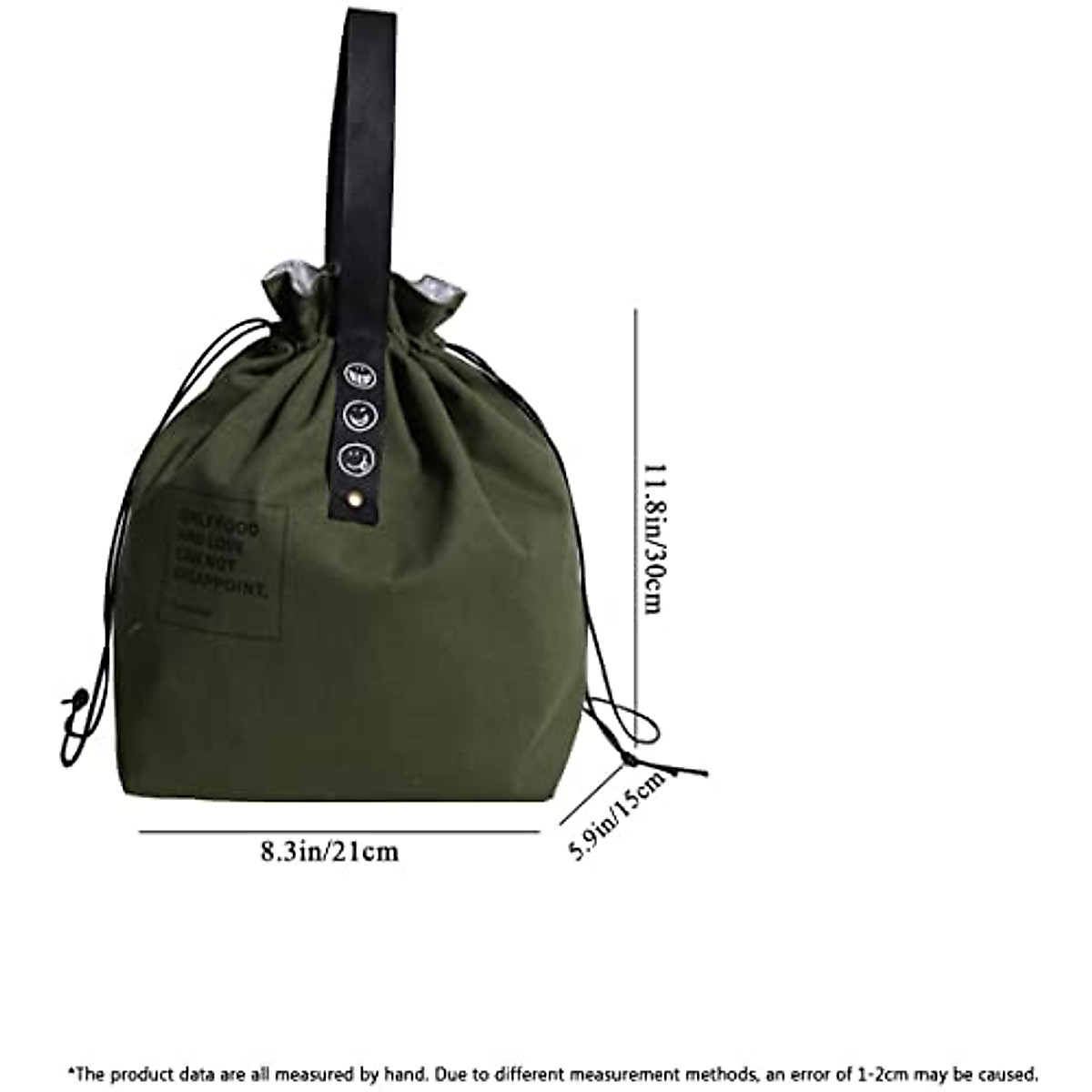 Vikuces Lunch Bag for Kids, Canvas Drawstring Large Insulated Lunch Box Cooler Tote Bags, Adult Reusable Lunch Boxes with Water Resistant for Work, School, Travel and Picnic (Green)