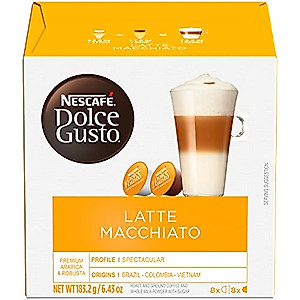 Dolce Gusto Nescafe Coffee Pods, Latte Macchiato, 16 Count (Pack of 3)