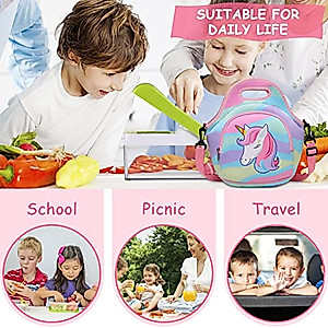 Unicorn Lunch Bag for Girls, Chasechic Insulated Kids Lunch Box Lightweight Neoprene Tote Bag for Teens with Detachable Adjustable Shoulder Strap for Back to School