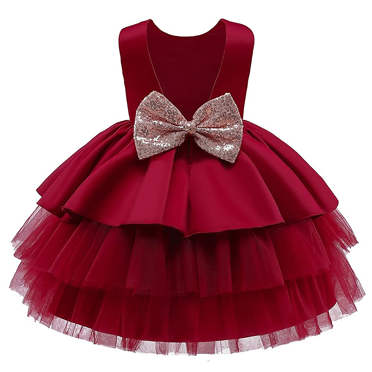 EIAY Shop 1-10 Years Baby Girl Big Bowknot Sequins Wedding Ball Gown Girls Pageant Dress Toddler Formal Dresses Red 2-3T