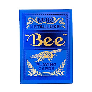 Bee MetalLuxe Playing Cards - Blue Foil Diamond Back, Standard Index